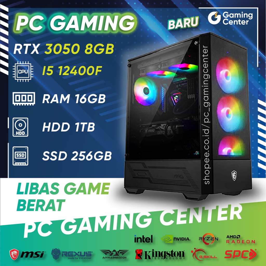 Jual PC Gaming Intel Core i5 12400F VGA RTX 3050 8GB RAM 16GB HDD 1TB PC Rakitan Gaming Berat ...