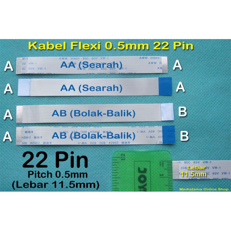 Jual Kabel Flexible AWM 22 Pin Pitch 0.5mm (Lebar 11.5mm) T-Con Panel ...