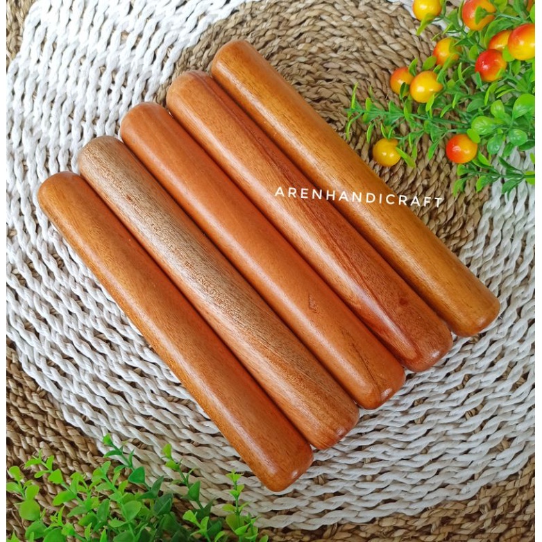 Jual ARENHANDICRAFT Roling pin kayu mahoni 25cm | Shopee Indonesia