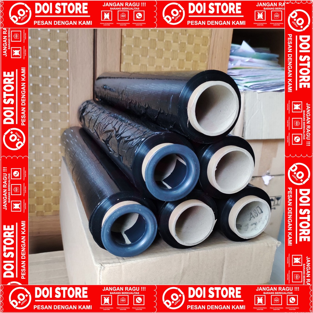 Jual PLASTIK WRAPPING HITAM STRETCH FILM REPING HITAM WRAPPING ...