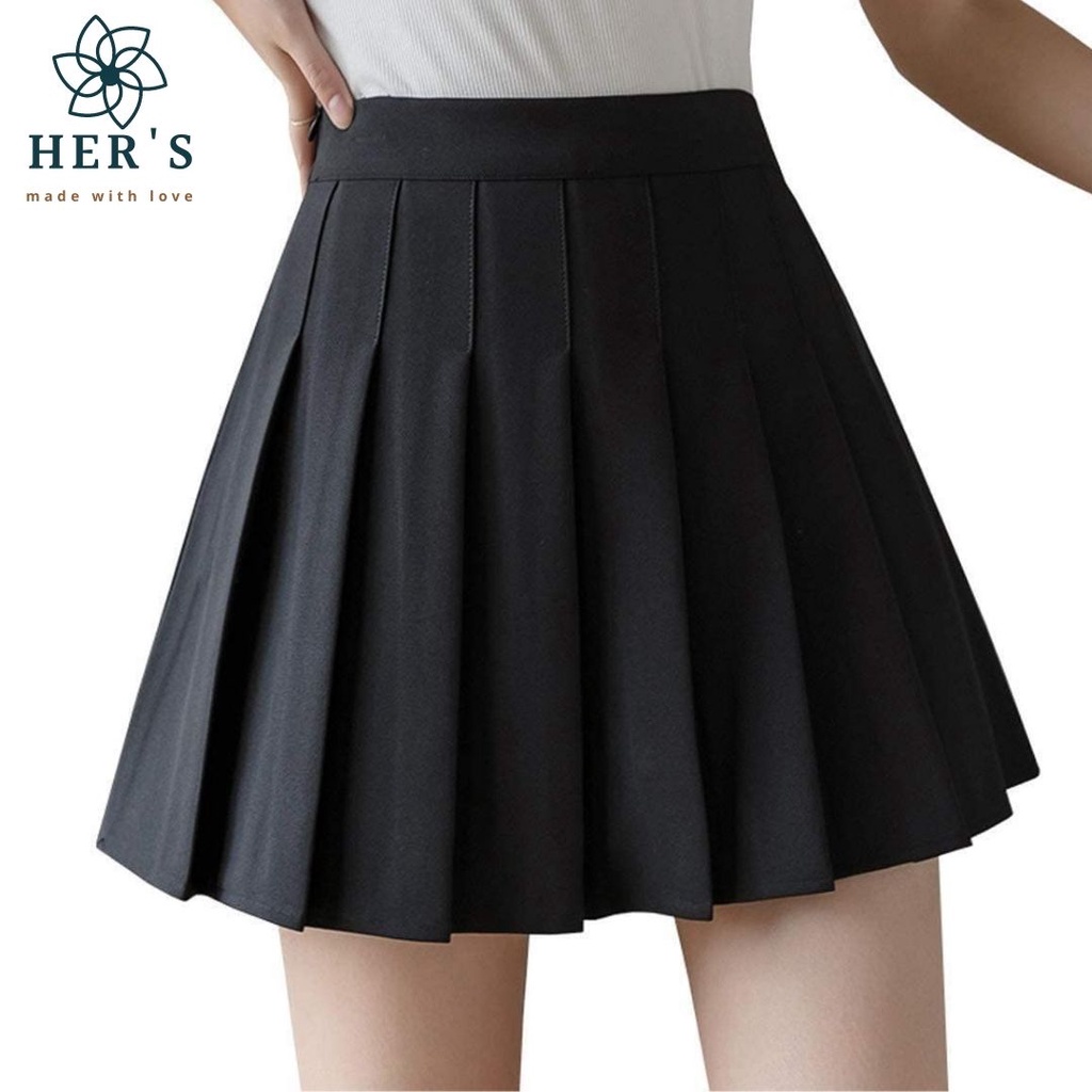 Jual Her's - ALICE MINI SKIRT Korean Mini Skirt Pleated Plain Rok Lipit ...