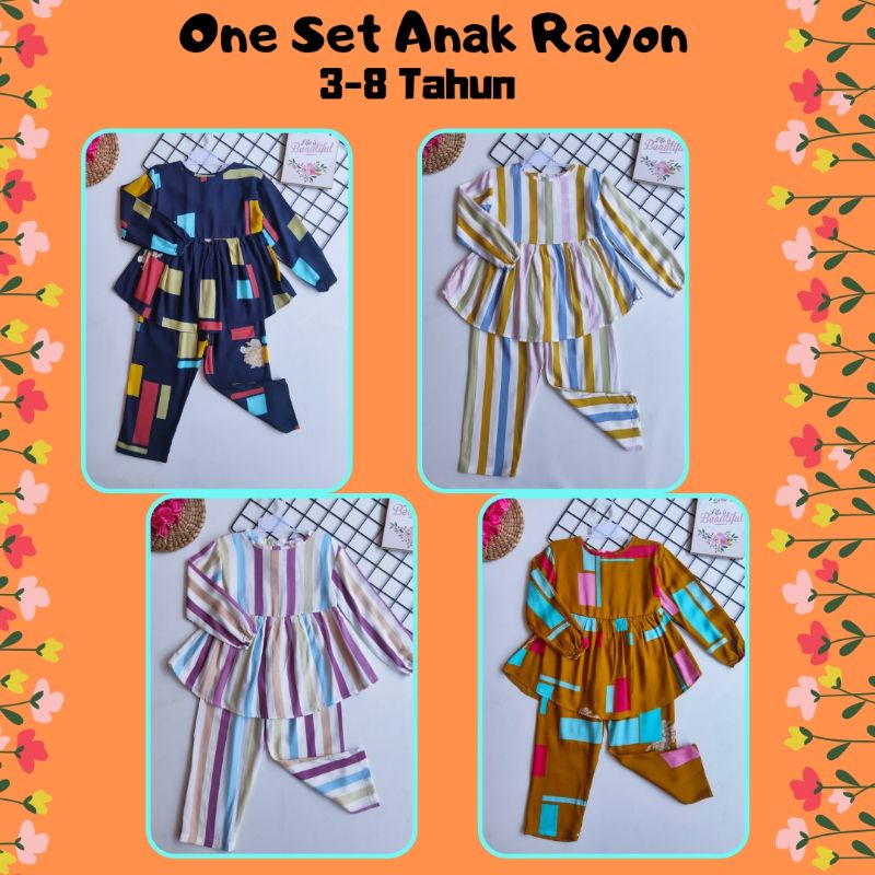Jual Baju Setelan Anak Perempuan 3-8 Tahun Bahan Rayon | One Set Anak ...