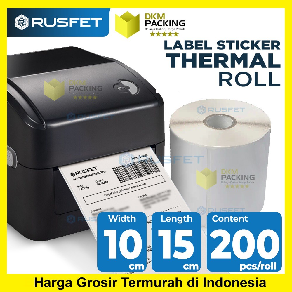 Jual Sticker Thermal Paper Label Kertas Printer Resi Stiker Barcode POS RUSFET TERMURAH | Shopee ...