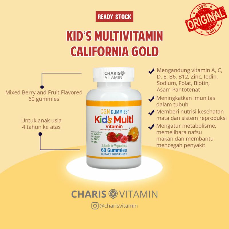 Jual Kid's multivitamin California Gold Multivitamin Gummy Anak ...