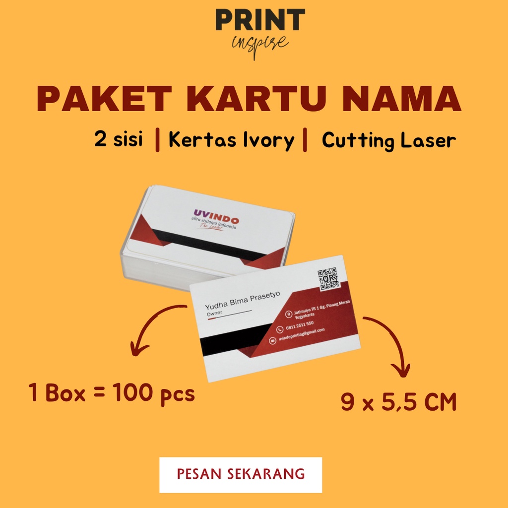 Jual Kartu Nama IVORY 210gsm 2 Sisi (FREE BOX) | Shopee Indonesia