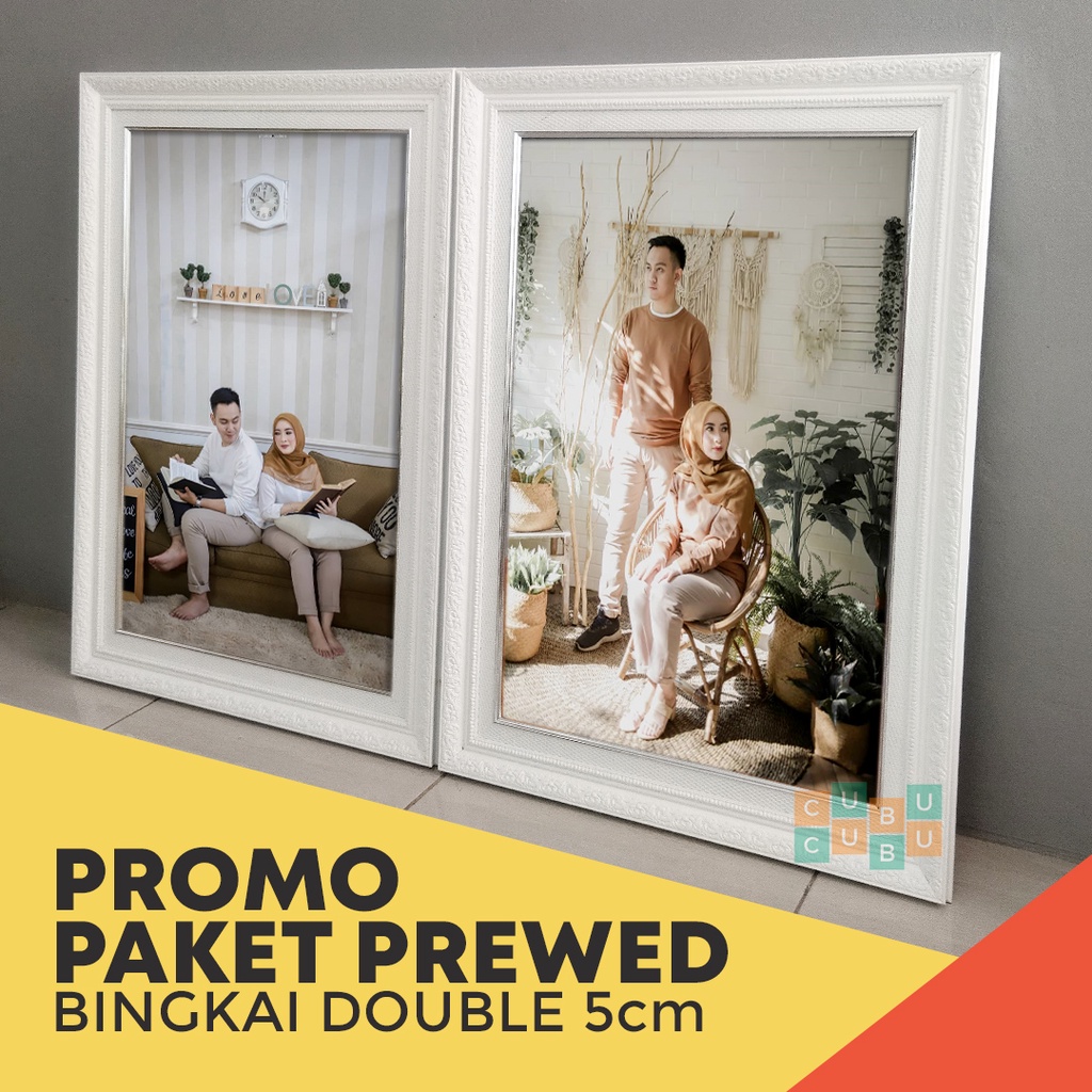 Jual Paket Mewah Cetak Foto bingkai Prewedding Double Frame Tebal 5cm ...