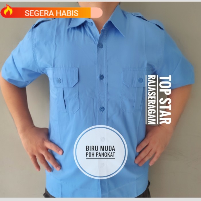 Jual Seragam Baju Biru Muda Pangkat Kemeja Pendek Trans Net TV PDH PDL DISKON Terbatas | Shopee ...