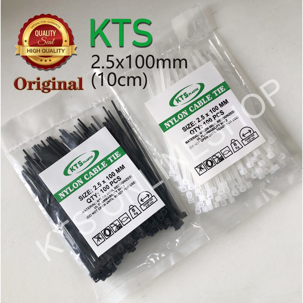 Jual Kabel ties 2.5x100mm putih/hitam 1Pack isi 100PCS merek KTS | Shopee Indonesia