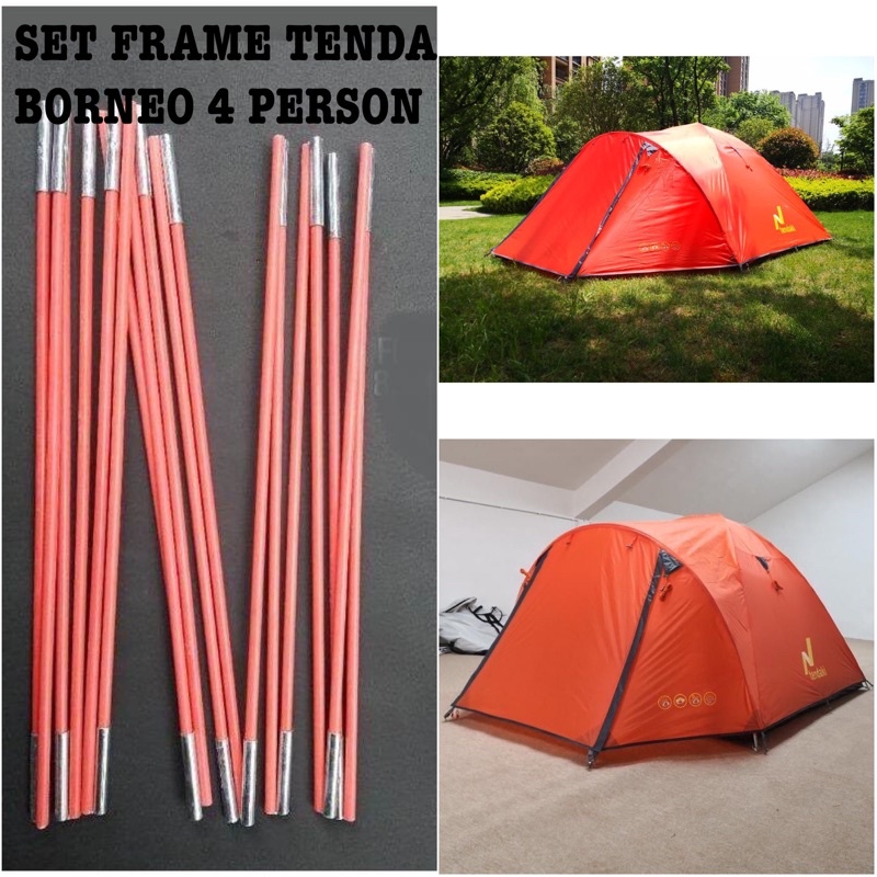 Jual 1 set lonjor panjang rangka tenda Borneo kap 4-5 orang set rangka ...