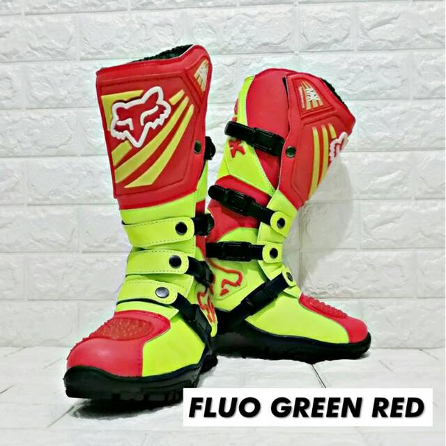 Jual Sepatu cross traill merk fox warna hijau-merah | Shopee Indonesia