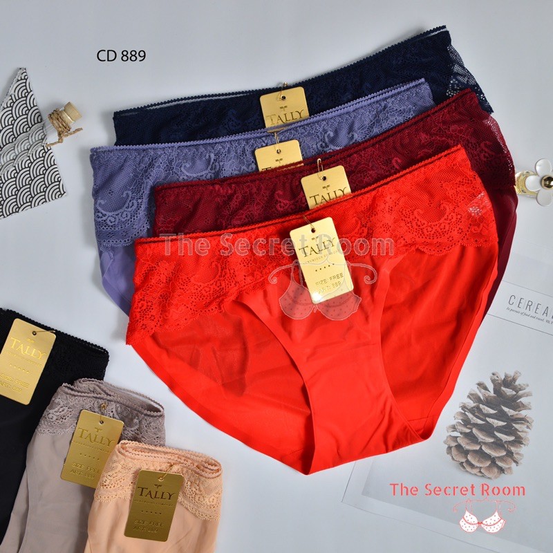 Jual TALLY CD CELANA DALAM SEAMLESS RENDA 889 I FREE SIZE FIT TO XXL I BAHAN NYLON MIX RENDA ...