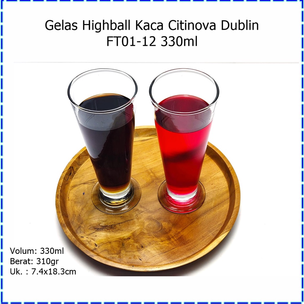Jual [6pcs] Gelas Highball Kaca/Gelas Jus Citinova Dublin FT01-12 330ml ...