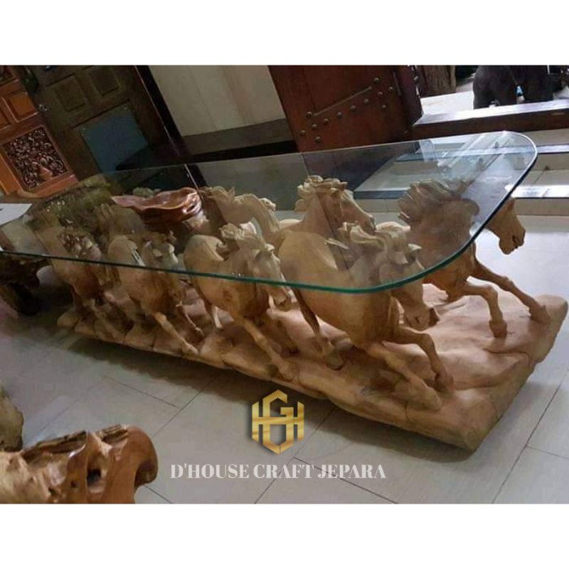 Jual Meja Relief Kuda 8 Berlari Kayu Trembesi Solid Panjang 200cm ...