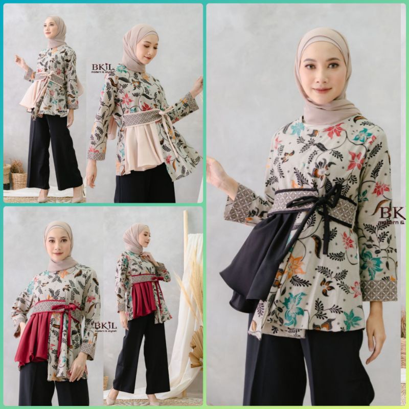 Jual tey-17 Batik wanita ASJ SA HRB026 Kenongo Kemeja Tosca Pendek | Shopee Indonesia