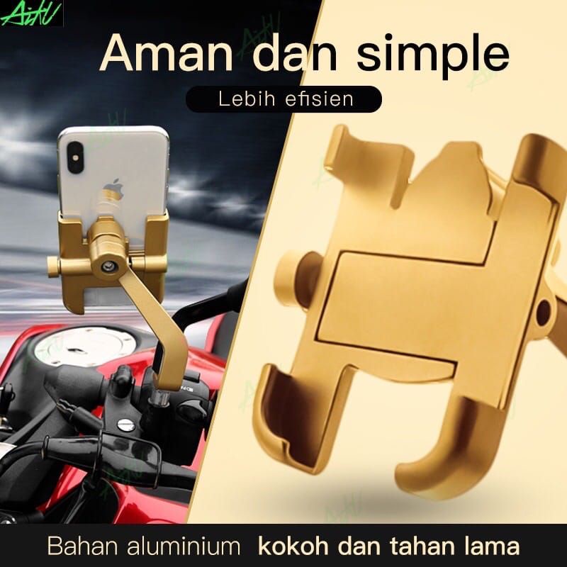 Jual Motor Holder HP/ Phone Stand SPION STANG Sepeda Motor Bahan Aluminium (Kokoh) Dudukan Hp ...