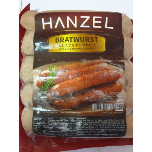 Jual sosis hanzel bratwurst blackpepper 360gram | Shopee Indonesia