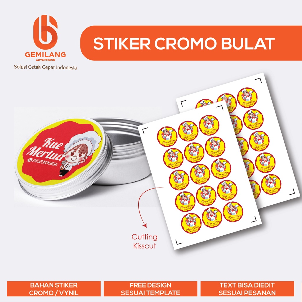 Jual Sticker Bulat Cromo/Packaging/Toples Makanan/Label Pengiriman ...