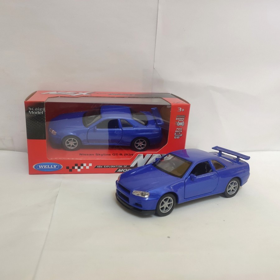 Jual Diecast mobil Nissan skyline GT-R R34 Welly Nex Model skala 1:36 ...