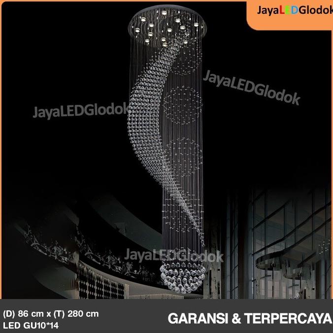 Jual Lampu Gantung Kristal Ruang Tamu Hias Hall Void Plafon Isi 14 ...
