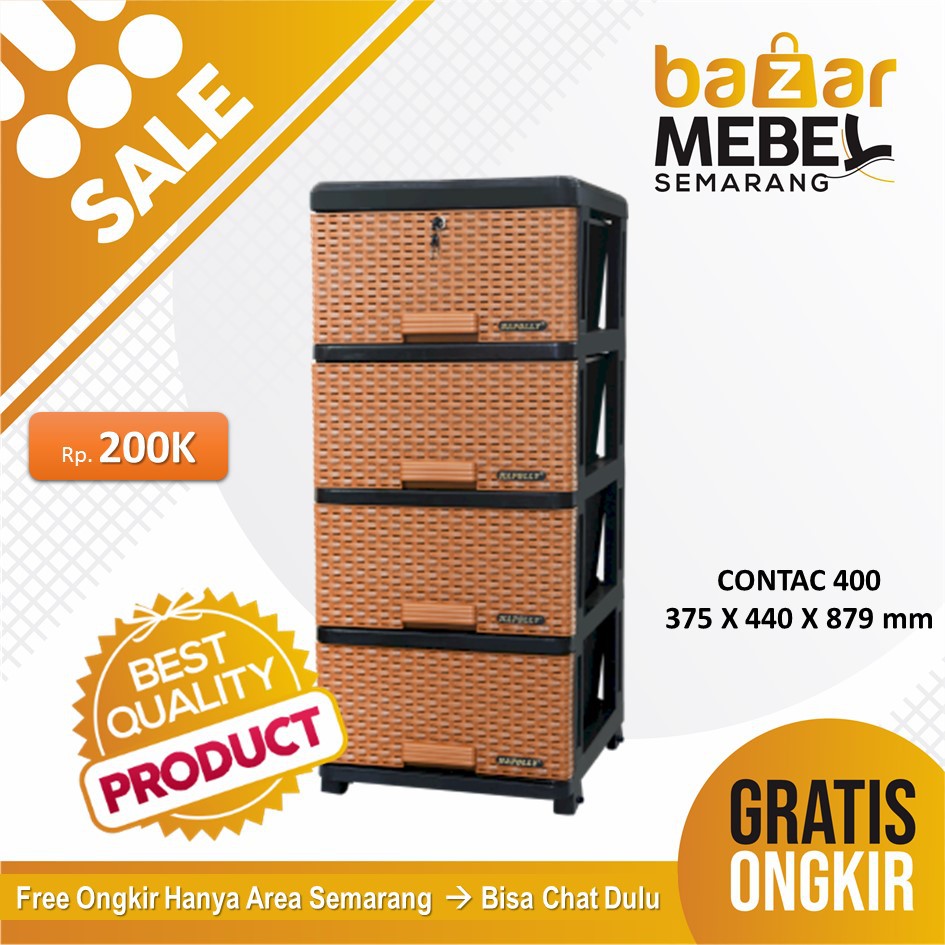 Jual Napolly Lemari Plastik Susun 4 Drower Motif Rotan CONTAC 400 Toko ...