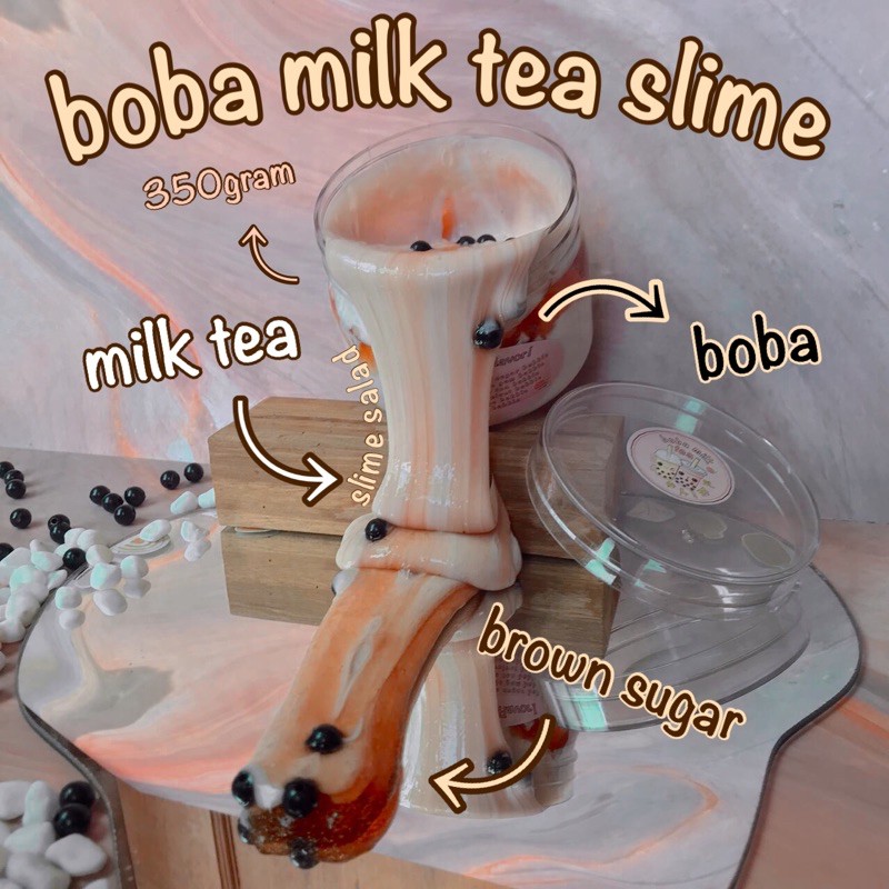 Jual boba milk tea slime | brown sugar boba milk tea slime | slime ...