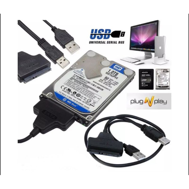 Jual xon kabel adapter converter hard disk sata to usb HDD 2.5 inch SSD ...