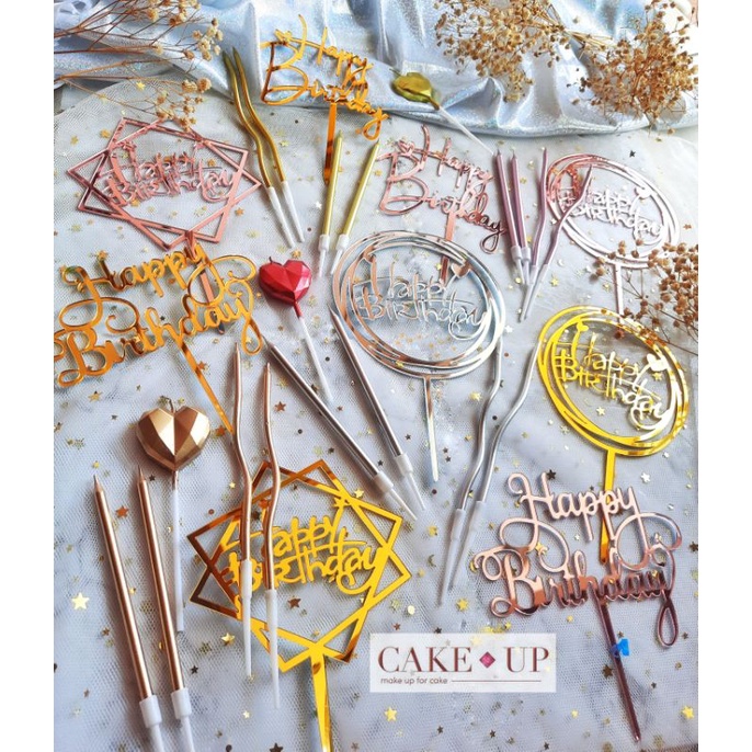 Jual Cake Topper Happy Birthday Akrilik Topper Kue Ulang Tahun | Shopee ...