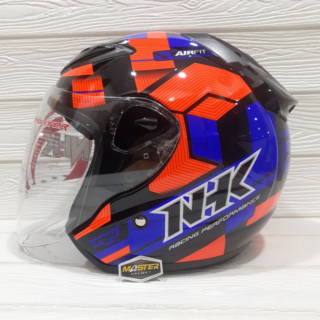 Jual HELM NHK R6 CUBE BLACK RED BLUE HALF FACE | Shopee Indonesia