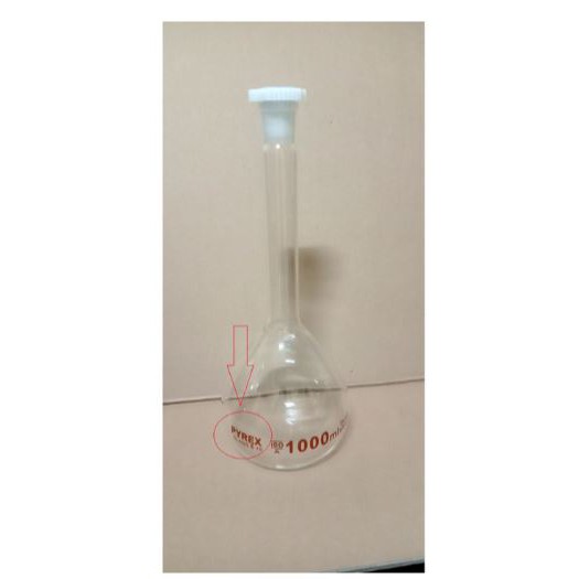 Jual VOLUMETRIC FLASK LABU UKUR, PYREX - RRC Capacity 1000 mL, Plastic Stopper, Class A | Shopee ...