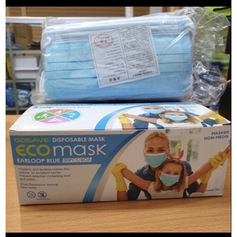Jual (READY) MASKER ECOMASK GO SAVE 50pc /DISPOSABLE MASK GO SAVE 50pc ...