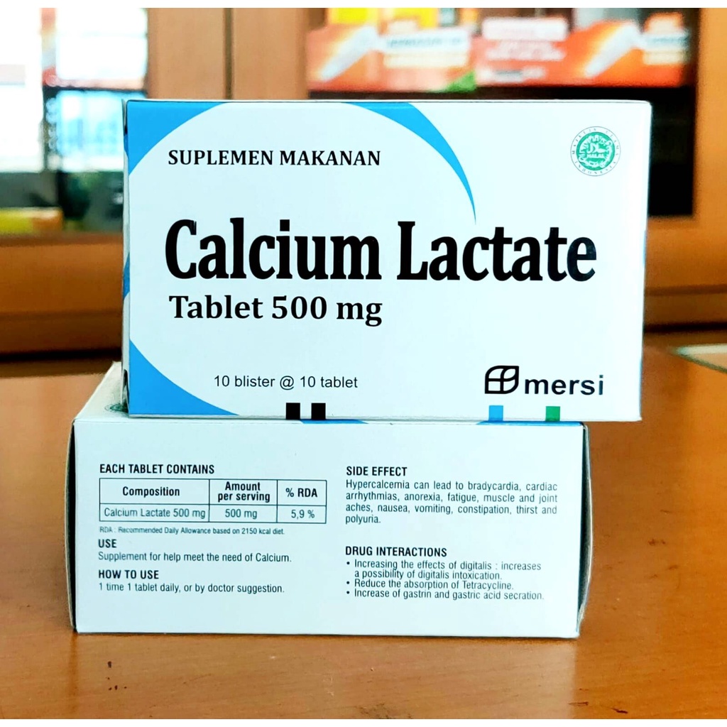 Jual Calcium Lactate Kalsium 500 mg Box 100 Tablet Logo Halal MUI ...