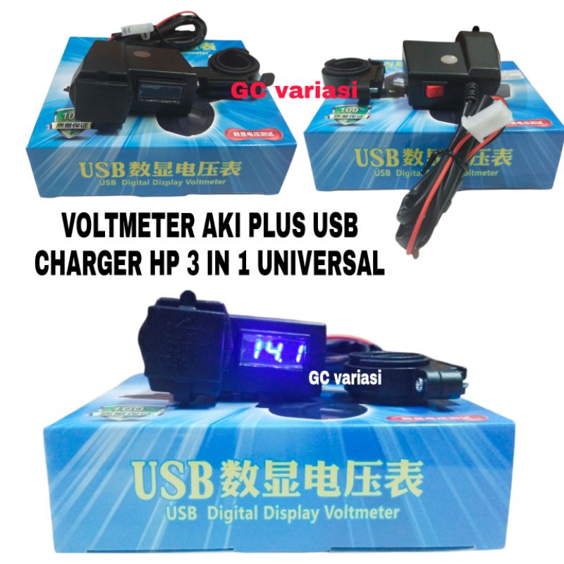 Jual ON OFF VOLTMETER UKUR AKI LED DIGITAL PLUS USB CHARGER HP ...