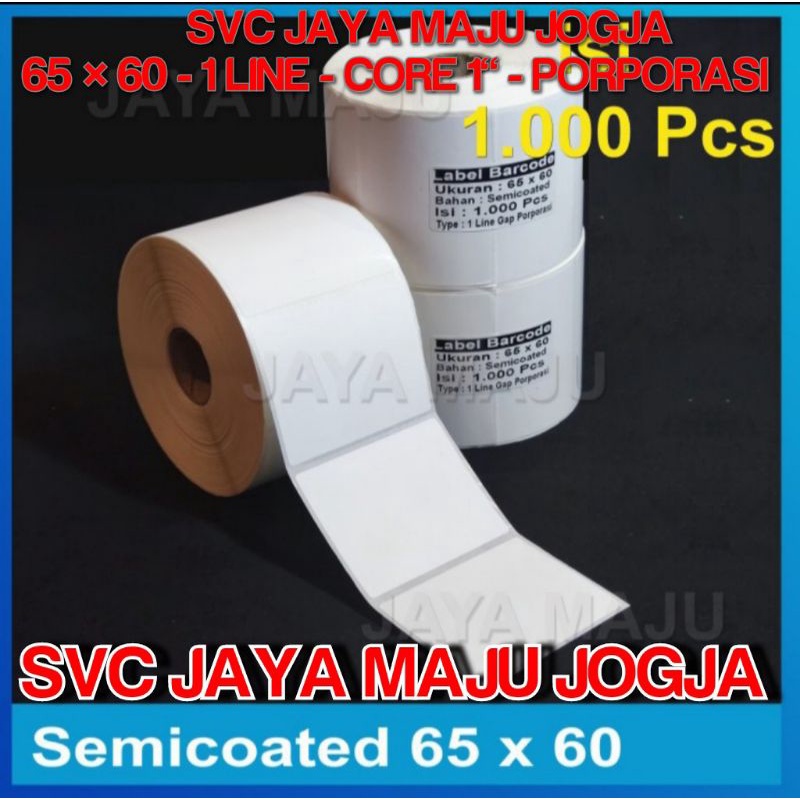 Jual 65 X 60 SEMICOATED - 1 LINE - FACE OUT - ISI 1.000 PCS || CORE 1" || LABEL BARCODE PRINTER ...