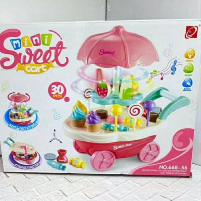 Jual MAINAN GEROBAK ICE CREAM SET MINI SWEET TROLLEY PLAYSET ANAK ...