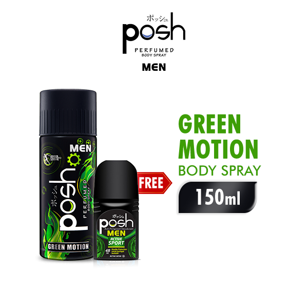 Jual [Buy 1 Get 1] Posh Spray Men Green Motion Botol 150ml - Free Roll ...