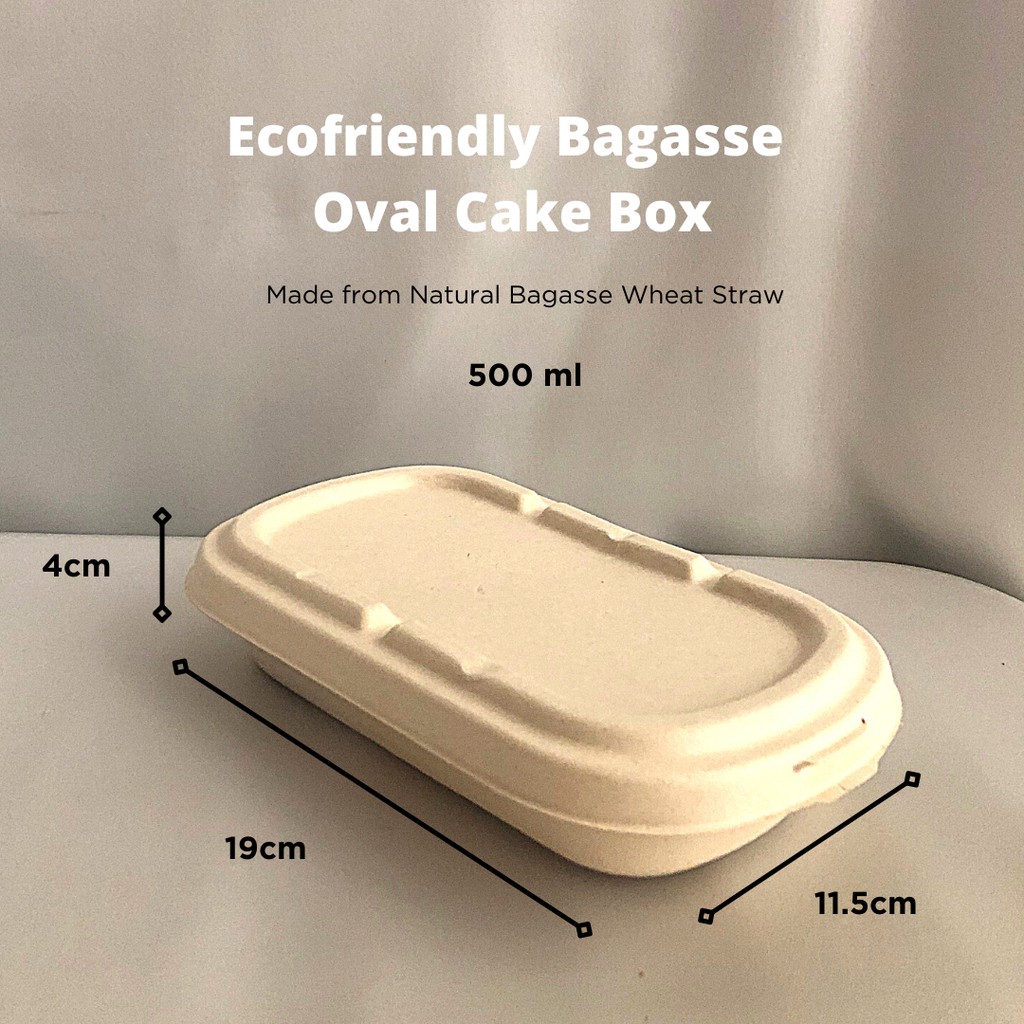 Jual 50pcs 500ml Oval Bagasse Container Ecofriendly Oven Safe Takeaway Box Loyang Kue Roti Aneka ...