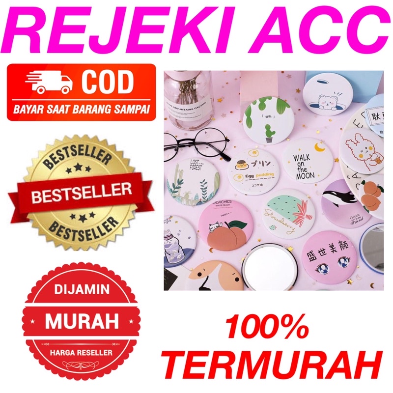 Jual Cermin Bulat Karakter Kaca Cermin Make Up Mini Kaca Travelling ...