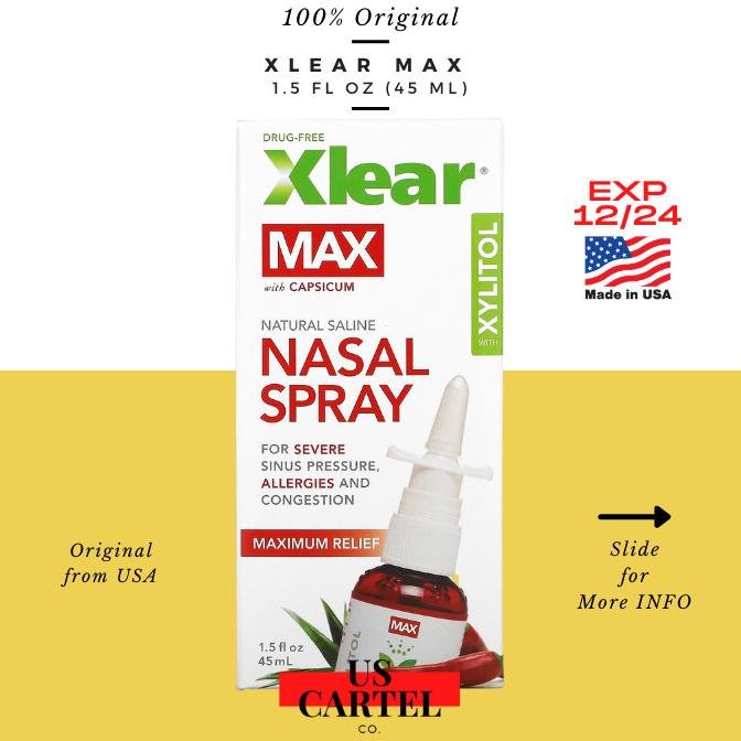 Jual Xlear MAX Natural Saline Nasal Spray with Xylitol Maximum Relief ...