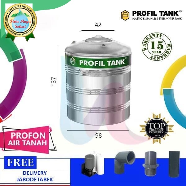 Jual Tangki Air Stainless Profil Tank PS 1100 PROFON D Toren Tandon Air ...
