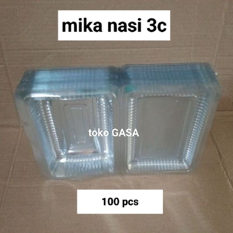 Jual 100 pcs MIKA PLASTIK AG B-3C TEBAL PREMIUM / mika jajan isi 3 kue ...