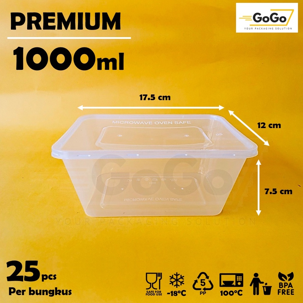 Jual Kotak Makan Plastik Thinwall 1000 Ml Food Container 1000 Ml Isi