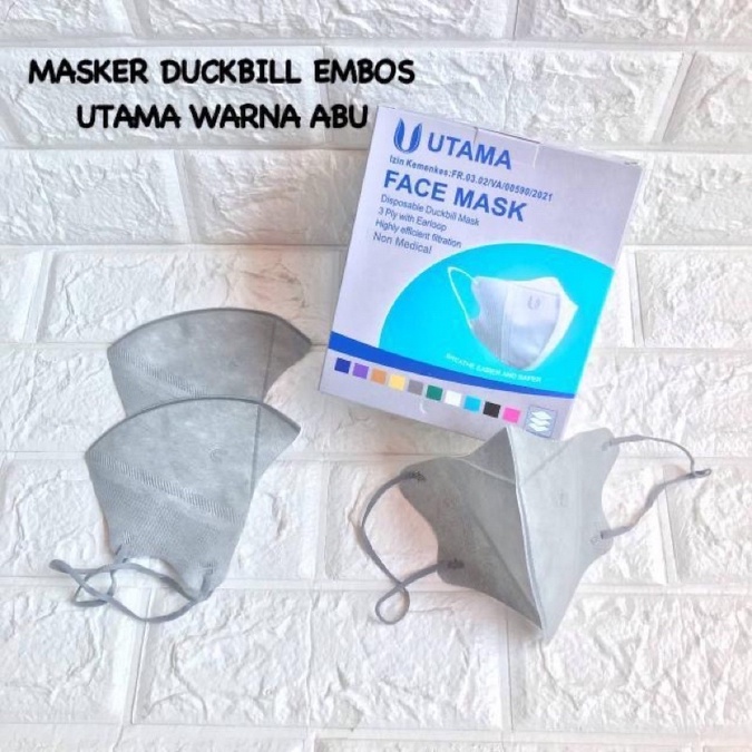 Jual MASKER DUCKBILL EMBOS UTAMA WARNA ABU , HIJAU BOTOL , GOLD 1BOX ...