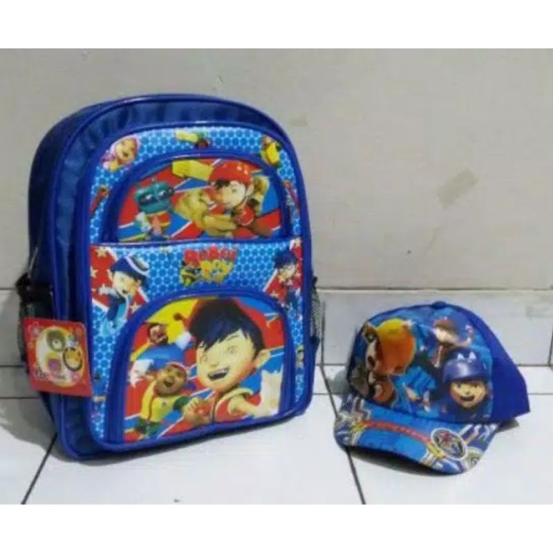 Jual Paket Kado Topi dan Tas Ransel backpack anak karakter Boboiboy ...