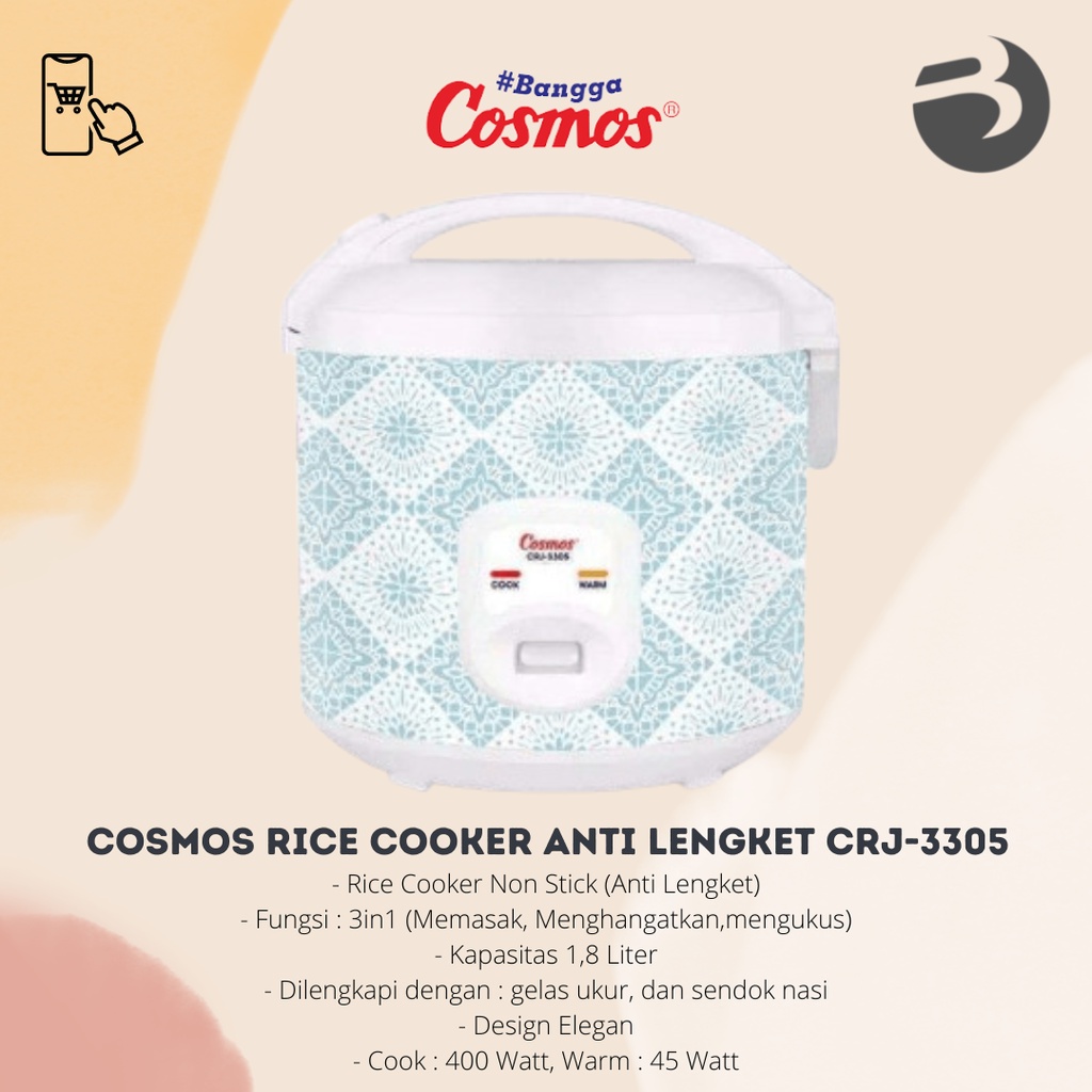 Jual COSMOS RICE COOKER CRJ3305 CRJ 3305 SURPRICE SERIES 1.8L | Shopee ...