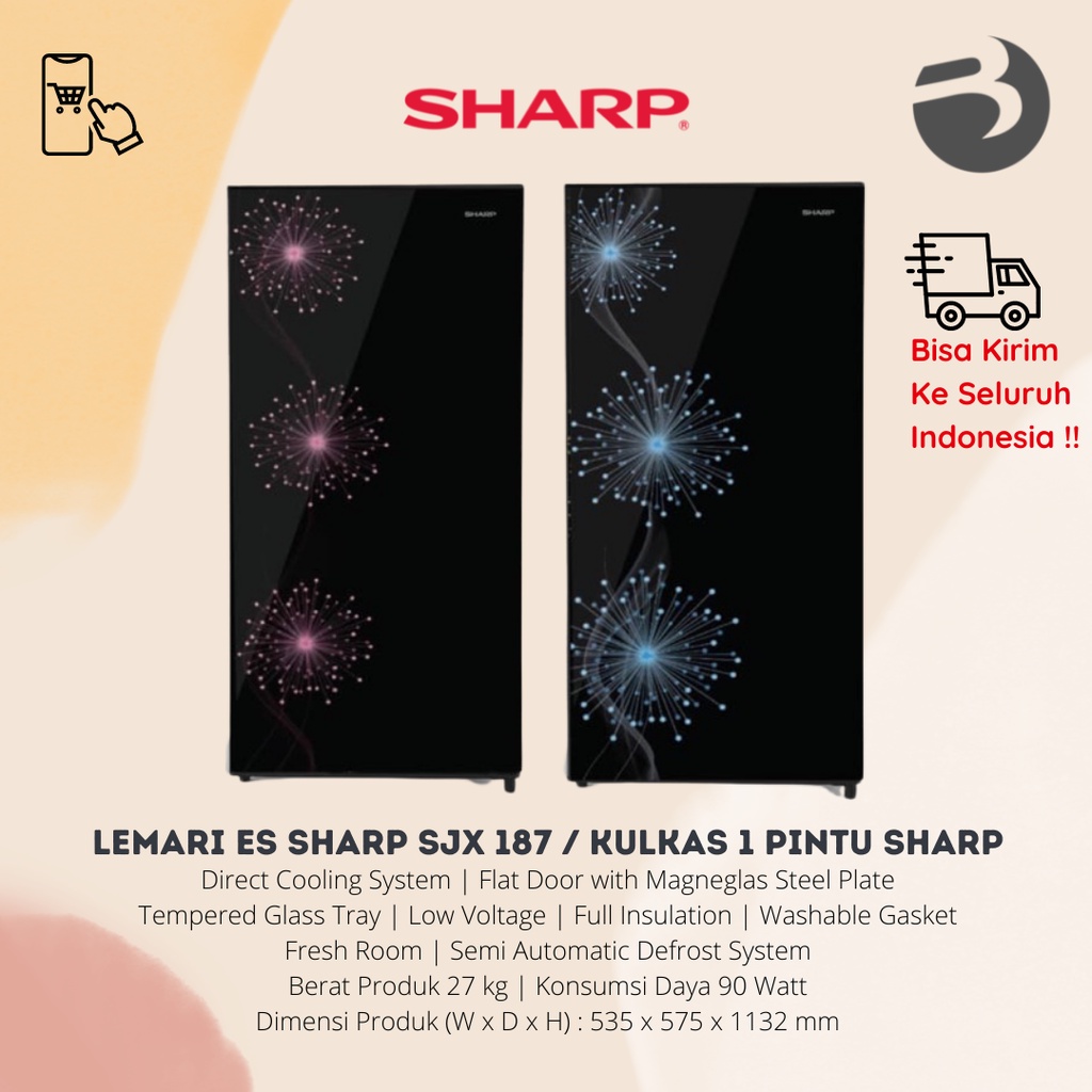 Jual LEMARI ES SHARP SJX 187 / KULKAS 1 PINTU SHARP | Shopee Indonesia