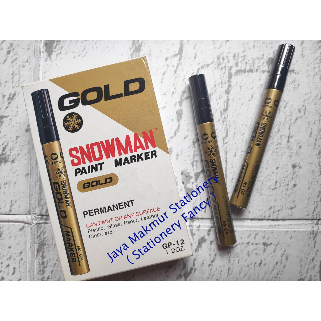 Jual Spidol Permanent Snowman Paint Marker GP-12 (Emas) | Shopee Indonesia