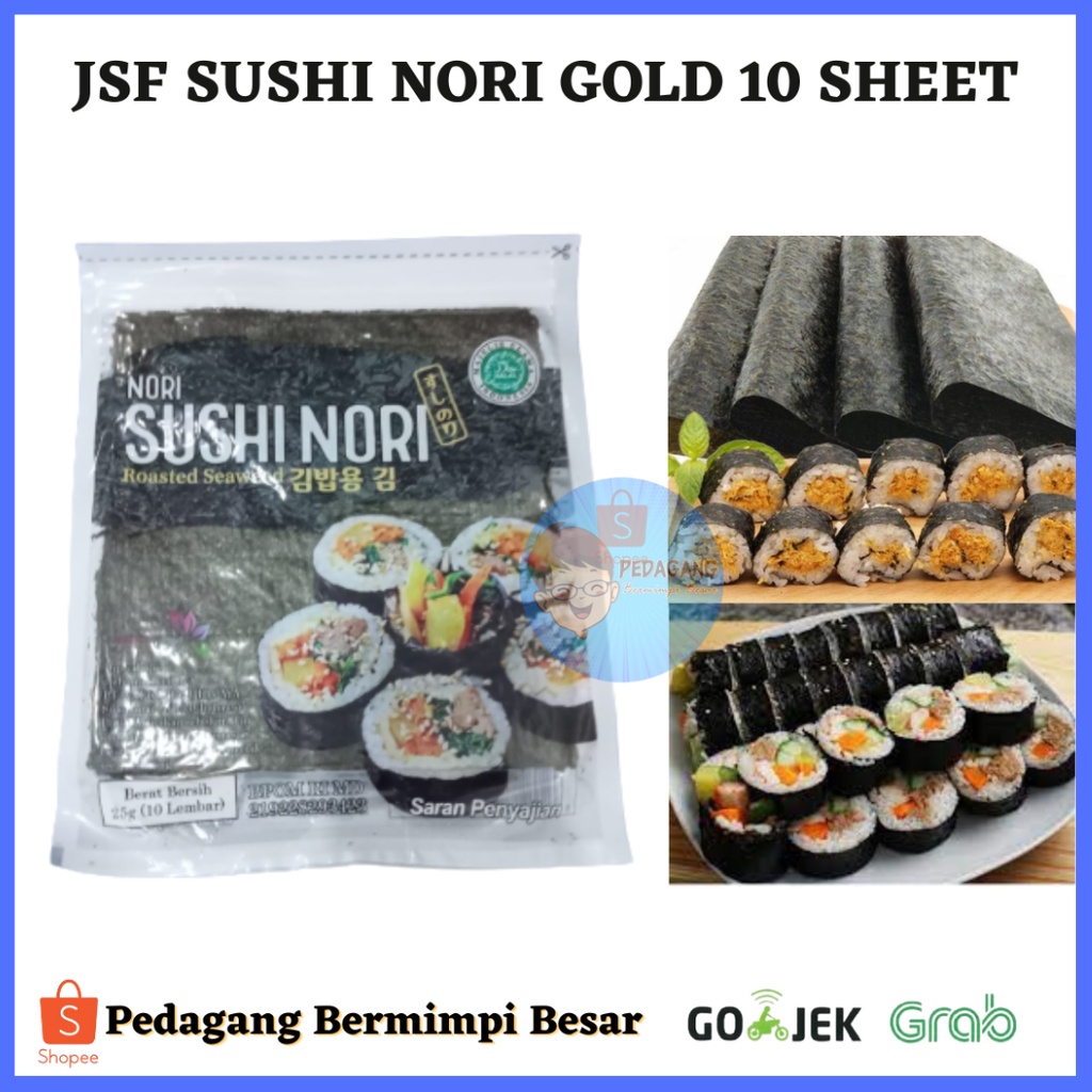 Jual JSF SUSHI NORI GOLD 10 SHEET/ Sushi Nori Halal / Sushi nori 10sheet | Shopee Indonesia