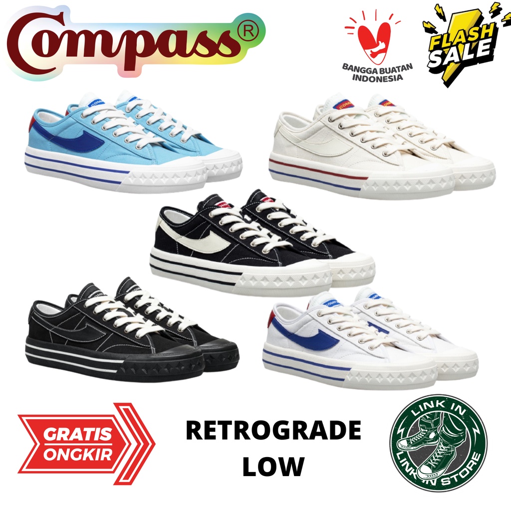 Jual Compass Retrograde Low Black White /White Blue/Cream / dOUBLE ...