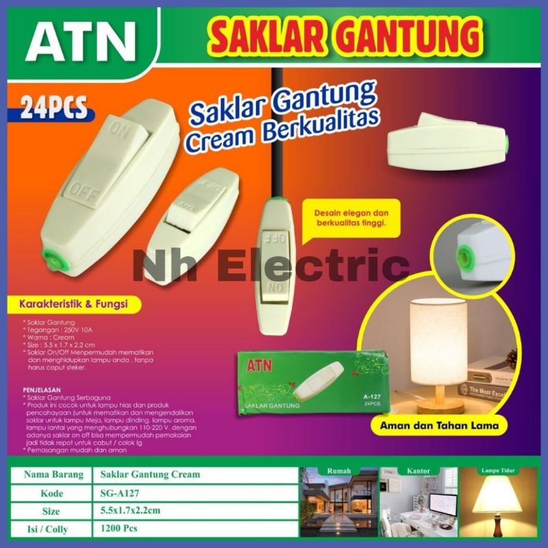 Jual Saklar Gantung On/Off Putih Atn - Saklar Gantung Kecil Atn ...