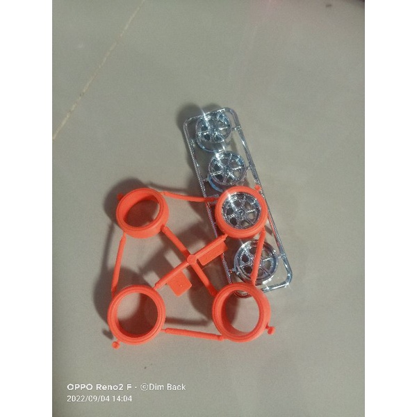 Jual Tamiya Wheel Set Velg Large Dia 6 Spoke + Ban Hard Orange Large ...